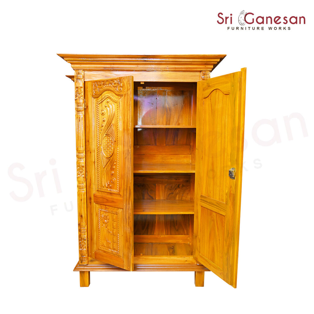 Wooden Carved Almirah for Storage from Sri Ganesan Furniture