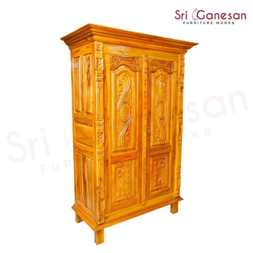 Wooden Carved Almirah for Storage from Sri Ganesan Furniture