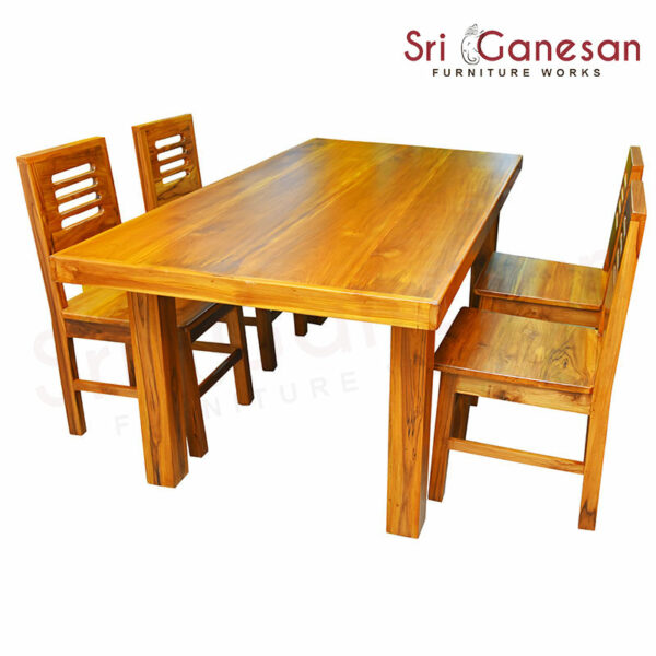 Six Seater Nigerian Teakwood Dining Table - Sri Ganesan Furniture