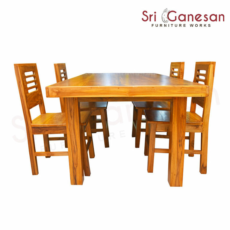 Six Seater Nigerian Teakwood Dining Table - Sri Ganesan Furniture