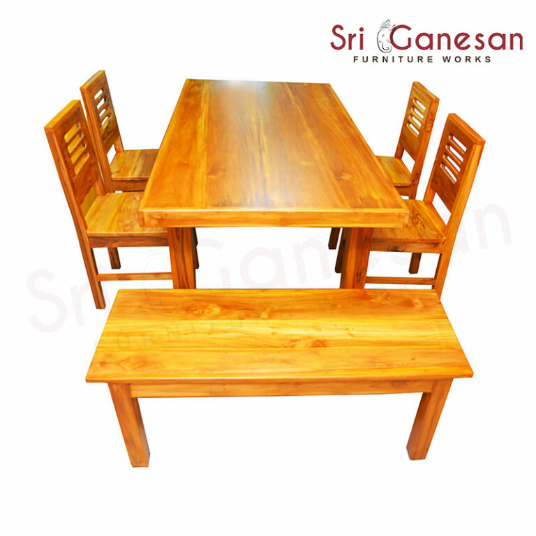 Six Seater Nigerian Teakwood Dining Table - Sri Ganesan Furniture